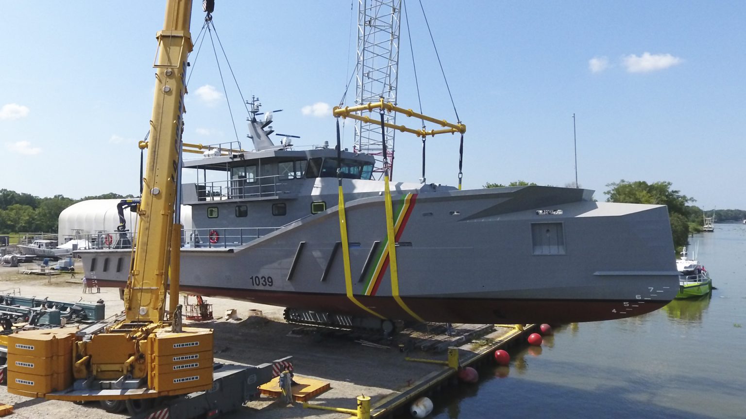 Metal Shark shipyard launches 115-ft patrol vessel for Guyana Defence ...